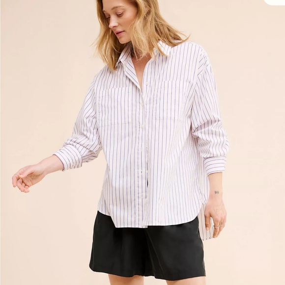 pistola | Tops | Nwt Pistola Rena Green Multi Striped Button Down Tunic ...